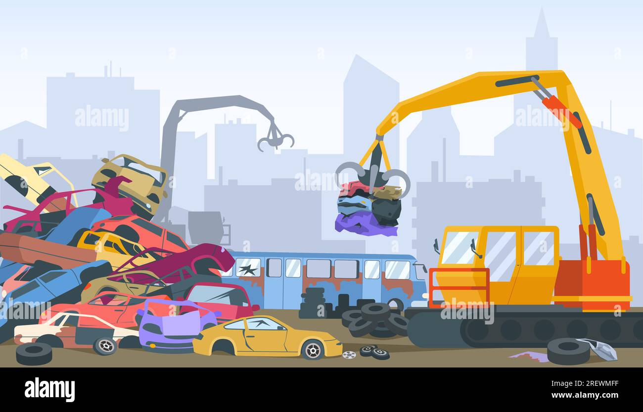 Scrapyard crane Stock Vector Images - Alamy