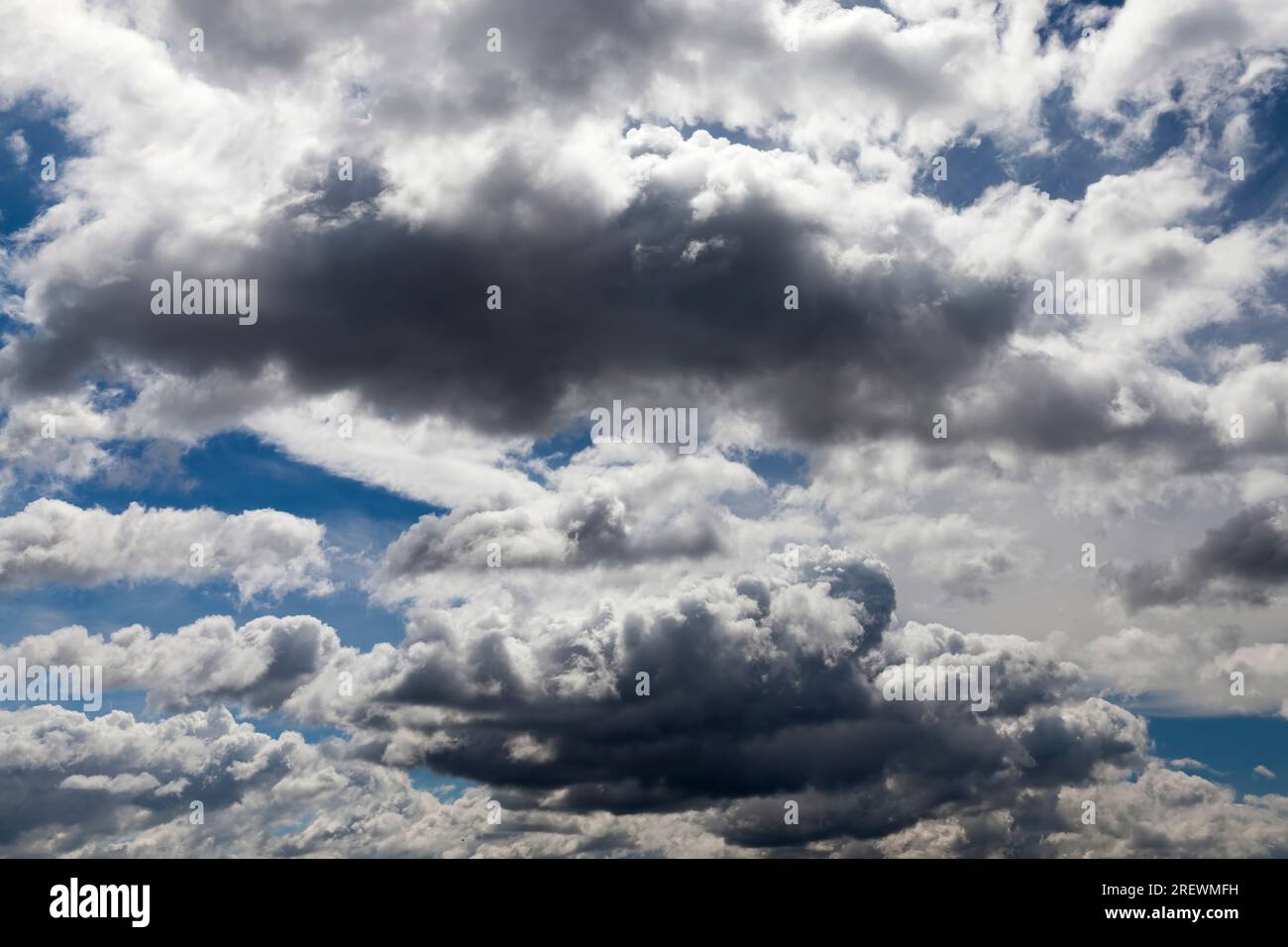 cloudy weather in nature, a real blue sky with lots of clouds in the ...