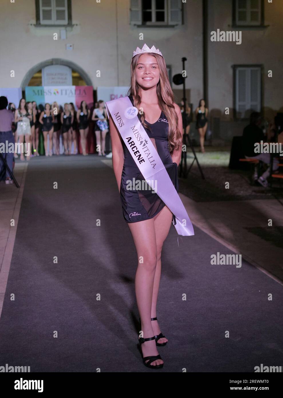 During the Miss Lombardia 2023 contest, the models parade in beautiful ...