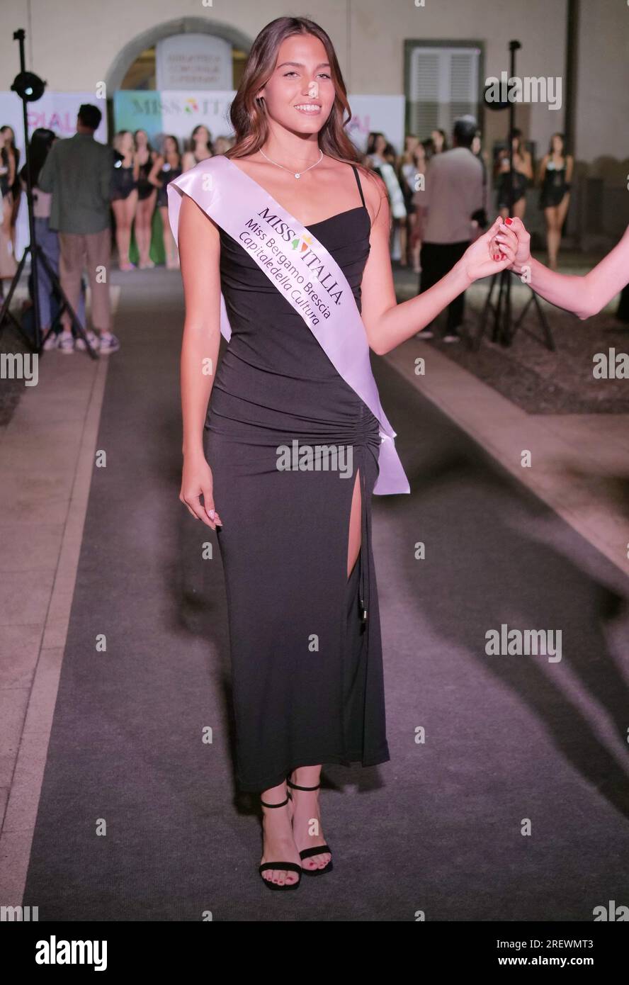 During the Miss Lombardia 2023 contest, the models parade in beautiful ...