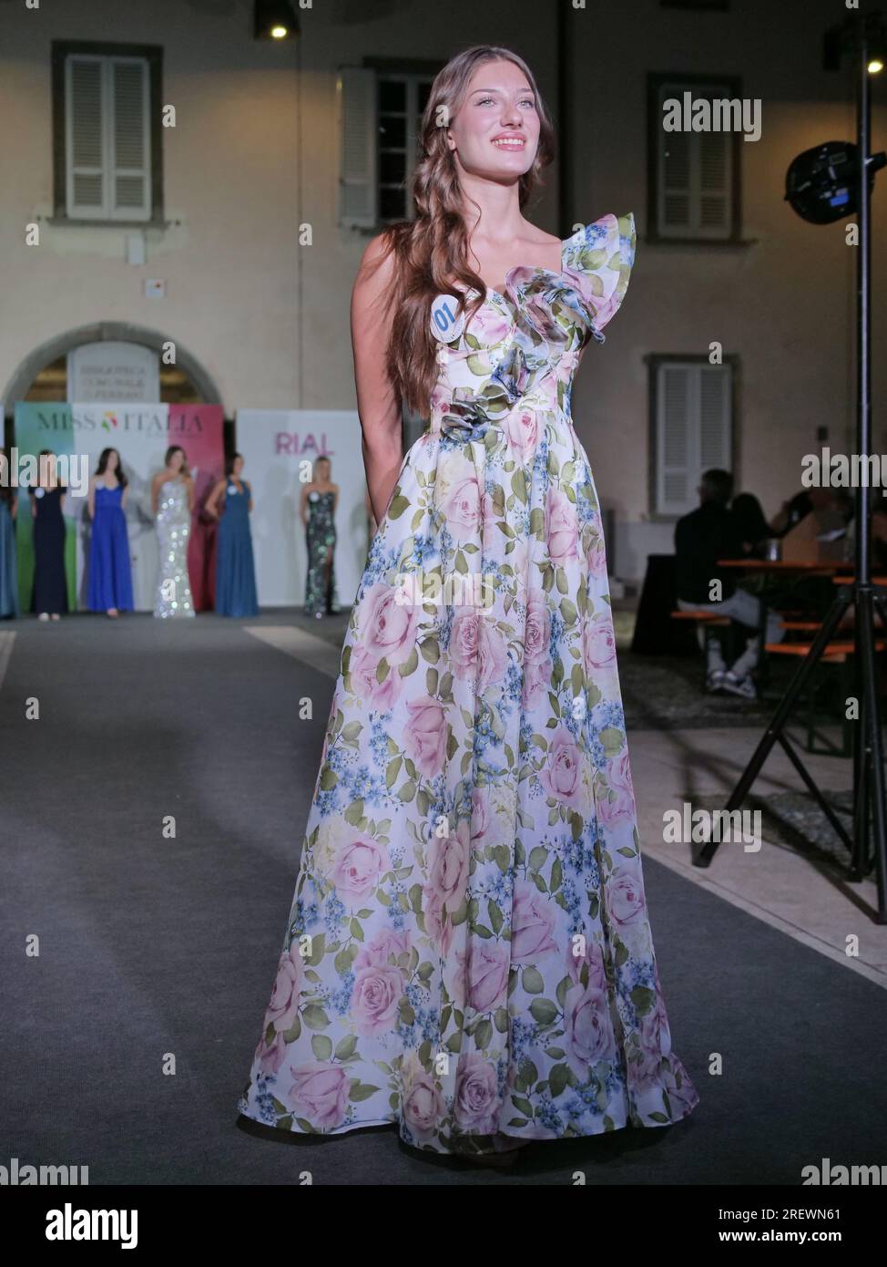 During the Miss Lombardia 2023 contest, the models parade in beautiful ...