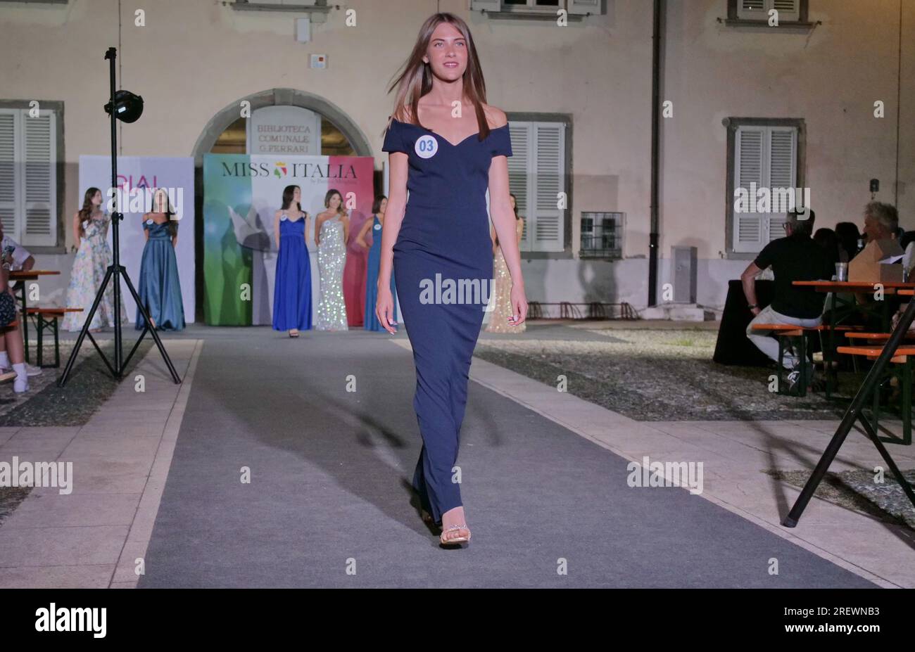 During the Miss Lombardia 2023 contest, the models parade in beautiful ...