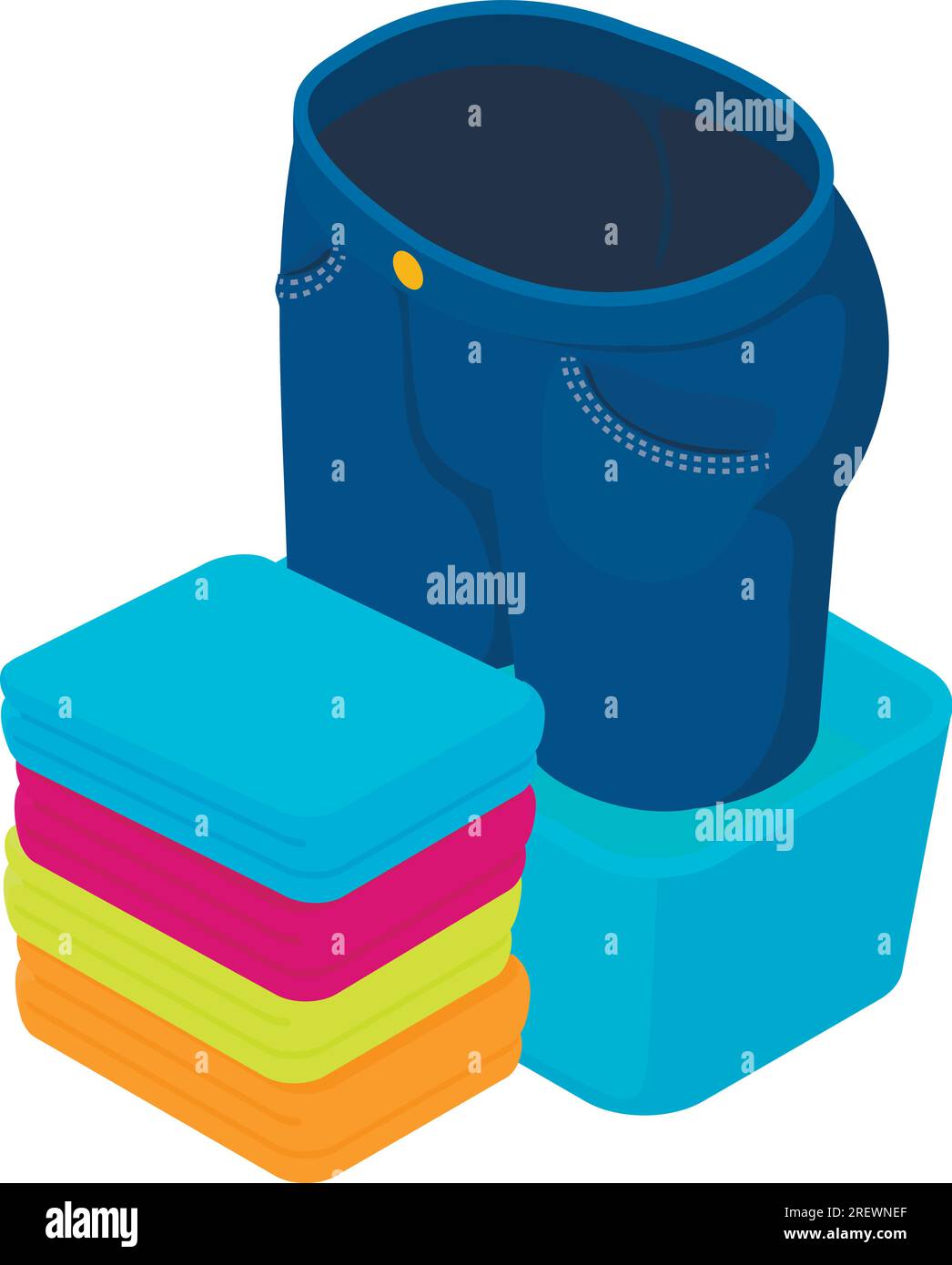 Folded clothing icon isometric vector. Stack of washed clothes and ...