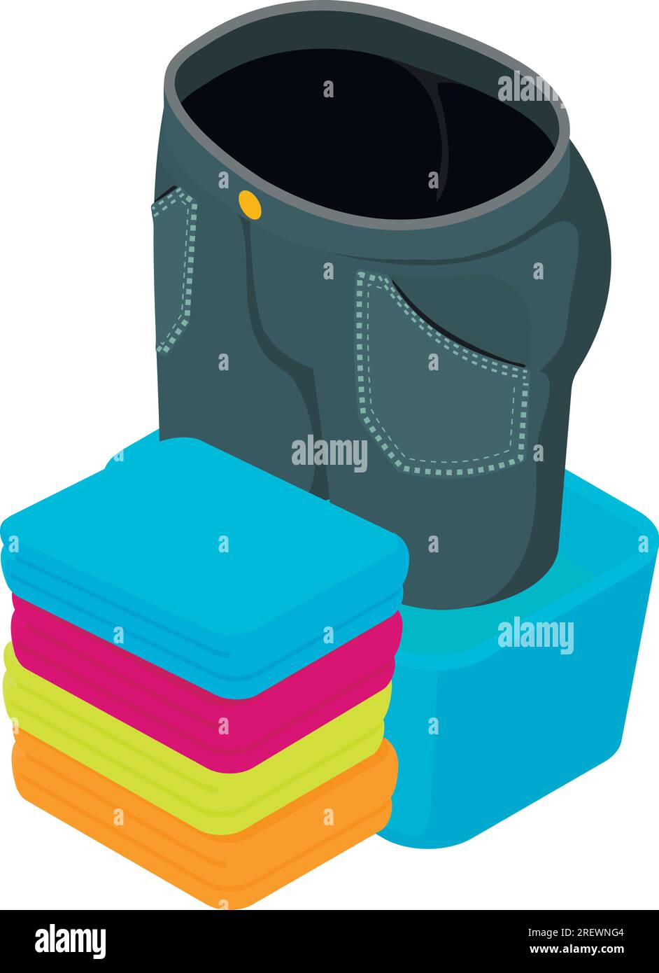 Clean clothes icon isometric vector. Stack of washed colour clothes and ...