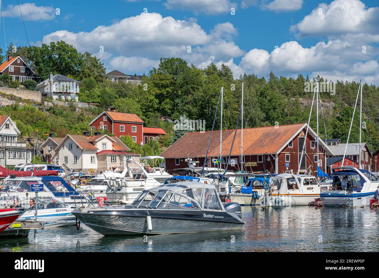 Swedish coastal Baltic sea town Valdemarsvik during the Classic ...