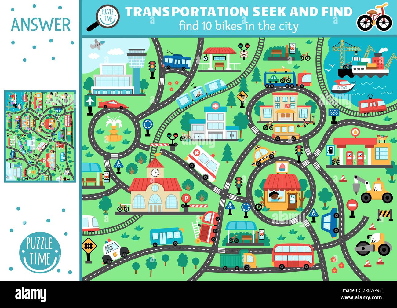 Vector transportation searching game with city landscape with roads ...