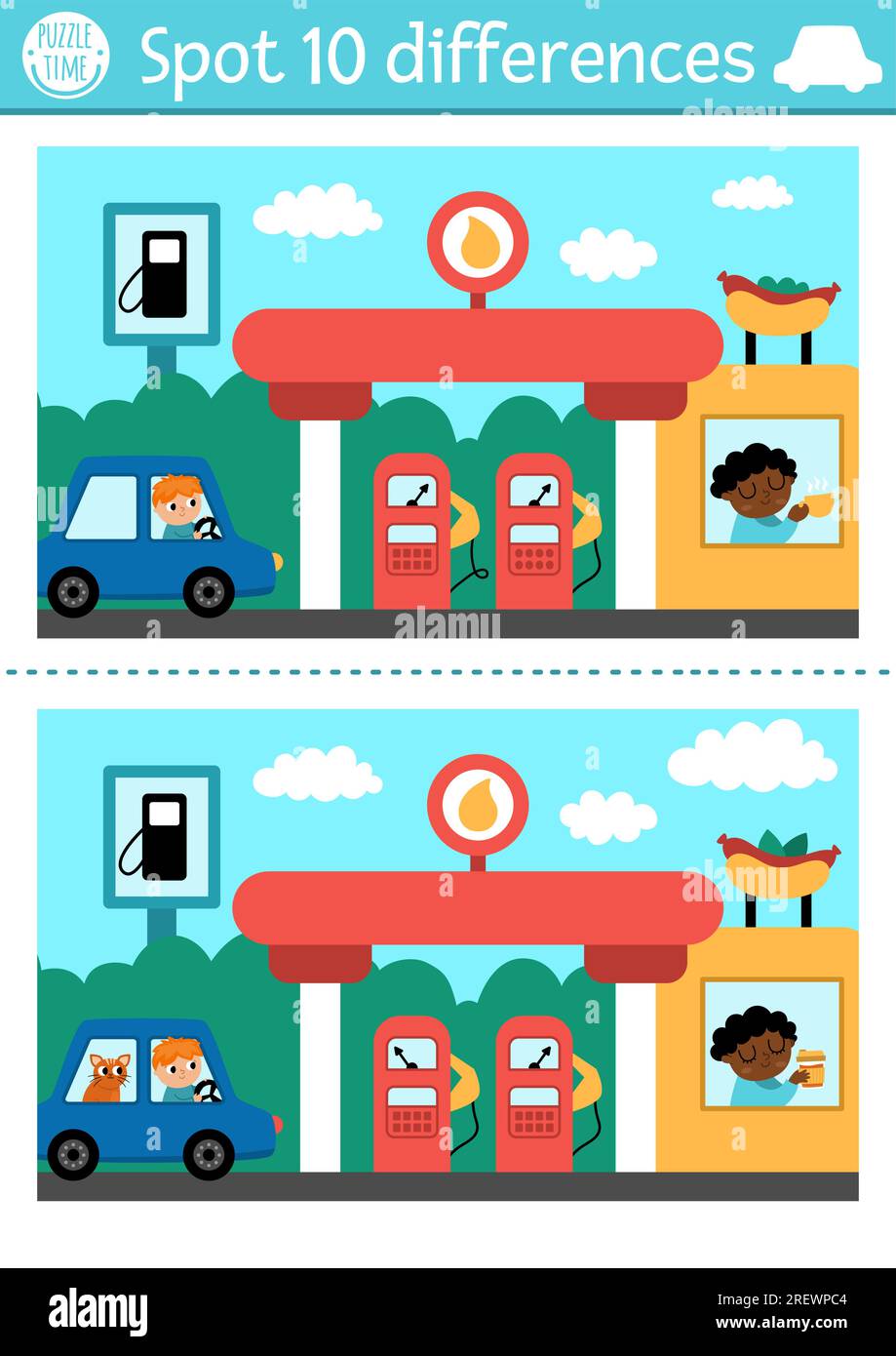 Find differences game for children. Transportation educational activity ...