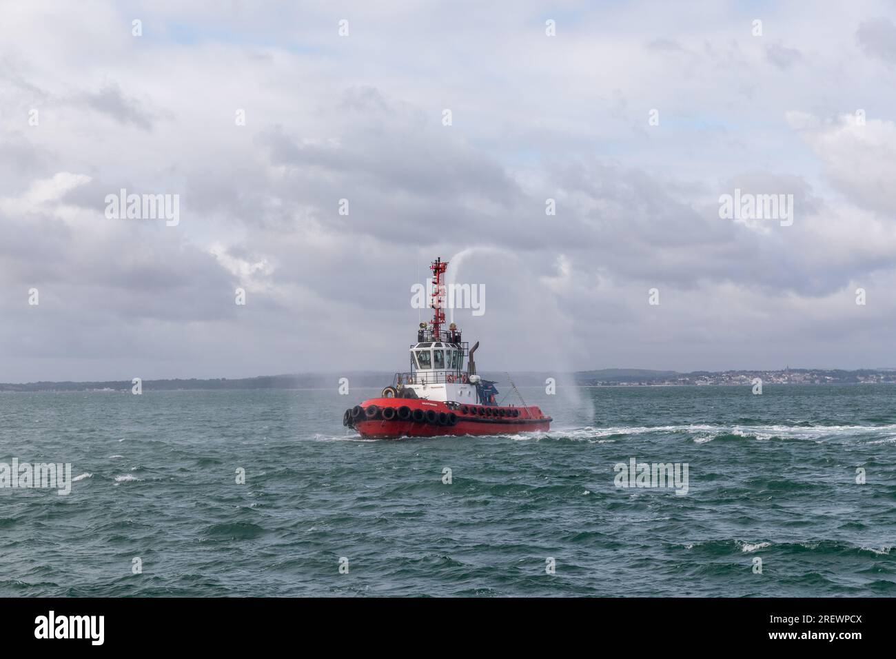 SMS Towage Limited fire tug Scotsman in the Solent near Portsmouth ...