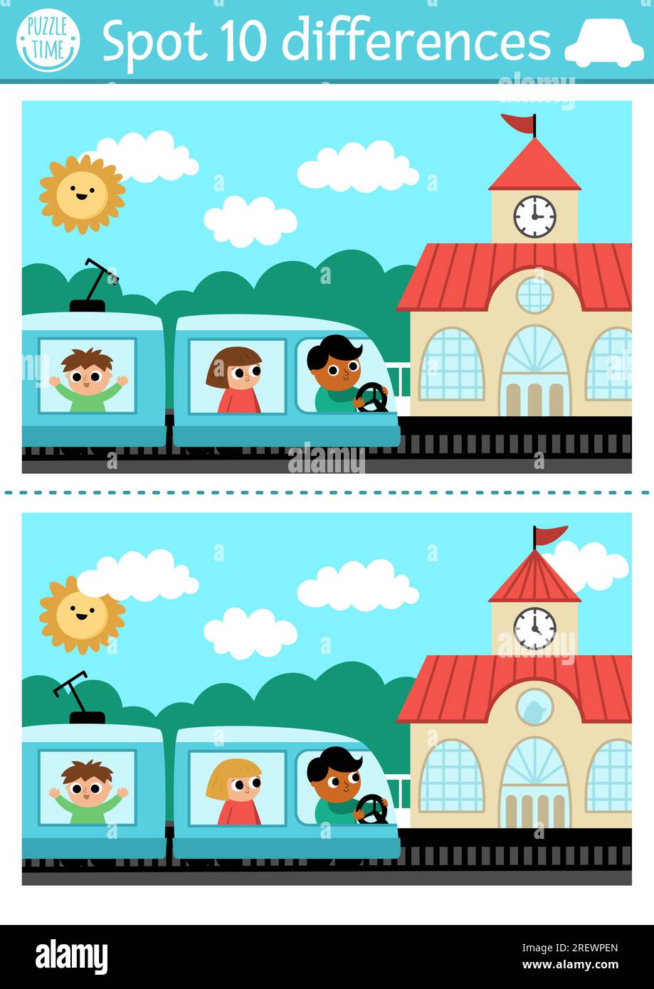 Find differences game for children. Transportation educational activity ...