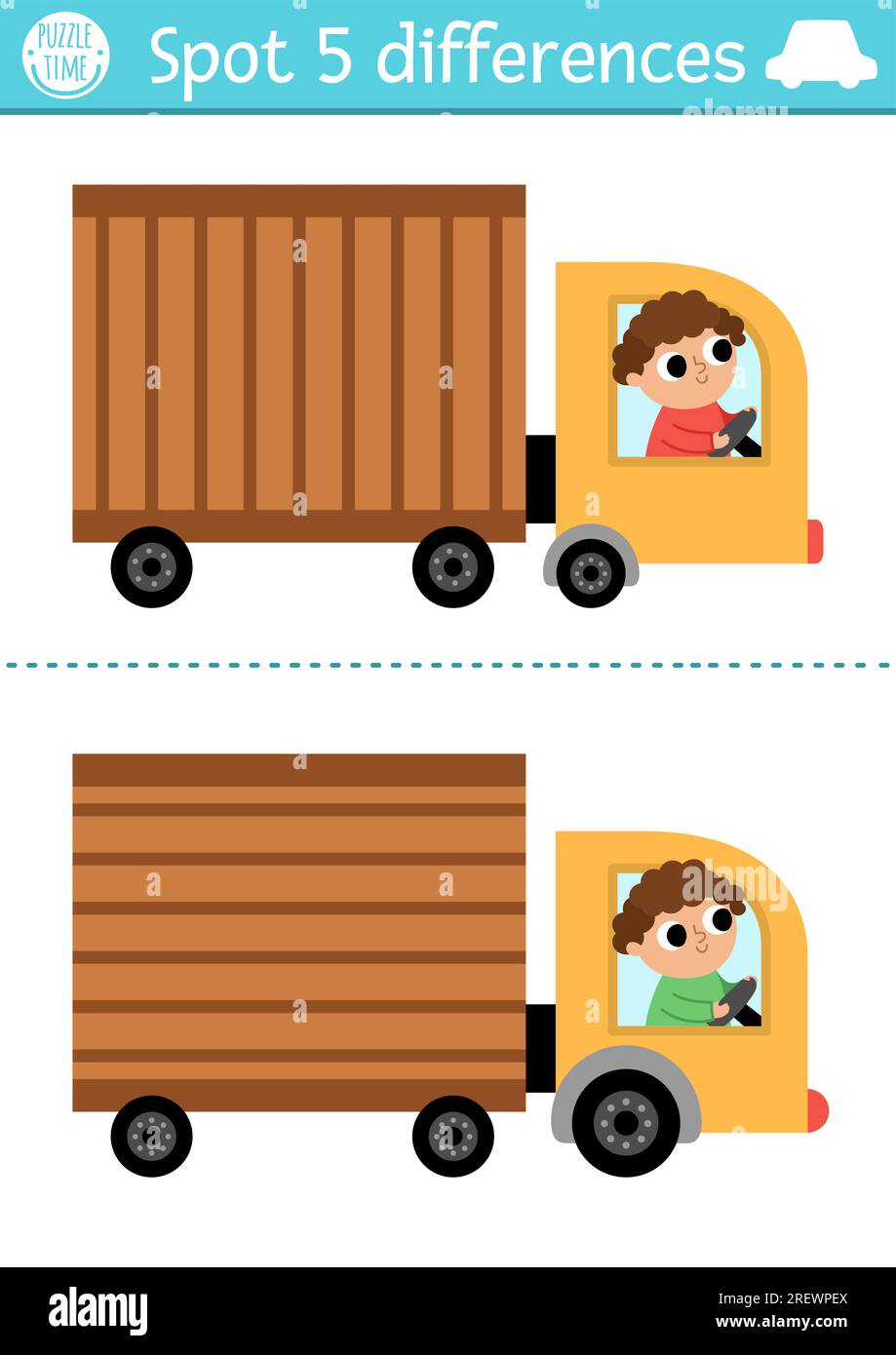 Find differences game for children. Transportation educational activity ...