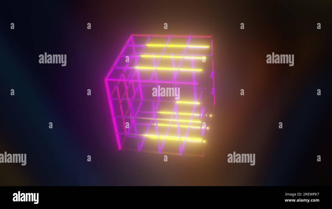 Wireframe sci fi cube. Computer generated 3d render Stock Photo - Alamy