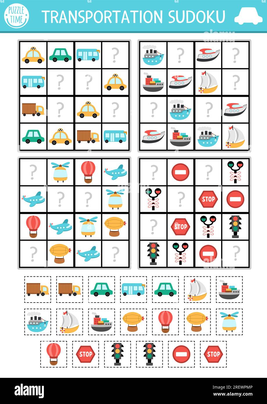 Vector farm sudoku puzzle for kids with pictures. Simple on the farm ...