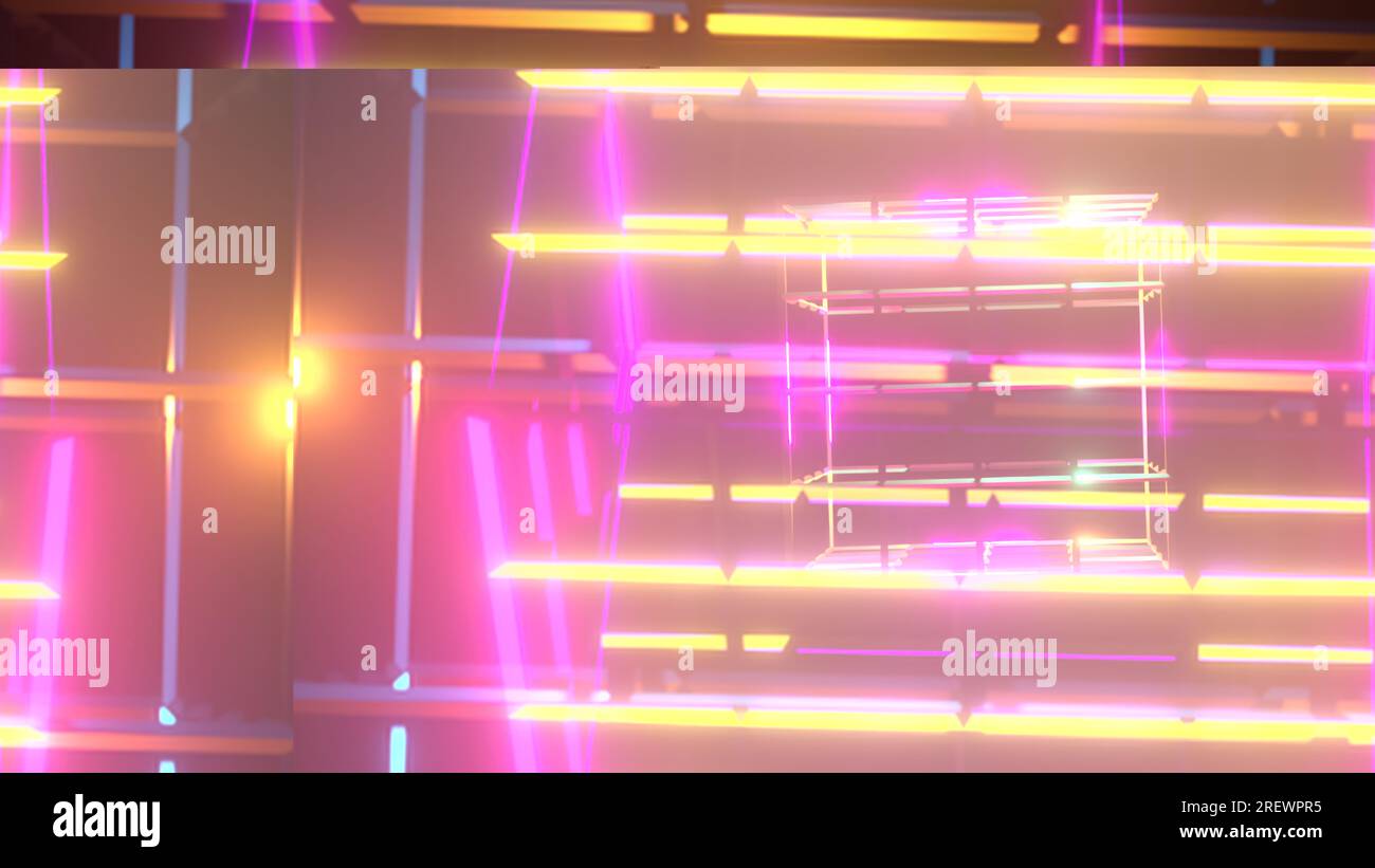 Wireframe sci fi cube. Computer generated 3d render Stock Photo - Alamy