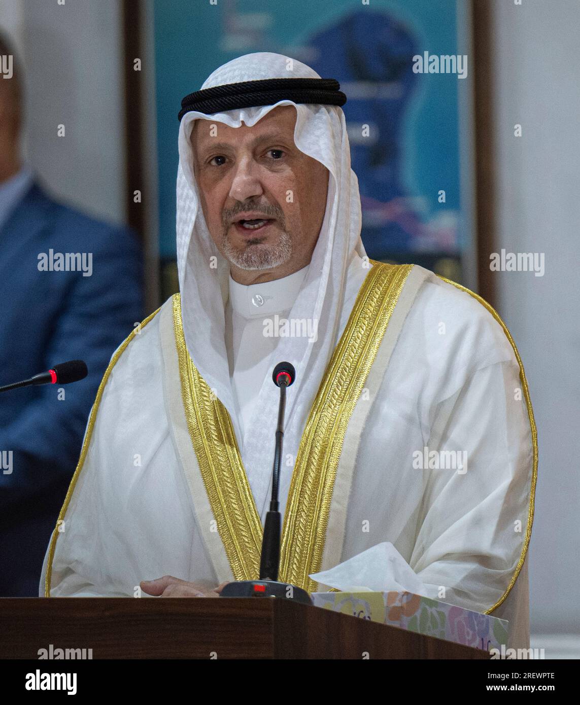 Kuwaiti Foreign Minister Sheikh Salem Abdullah al-Jaber al-Sabah speaks ...