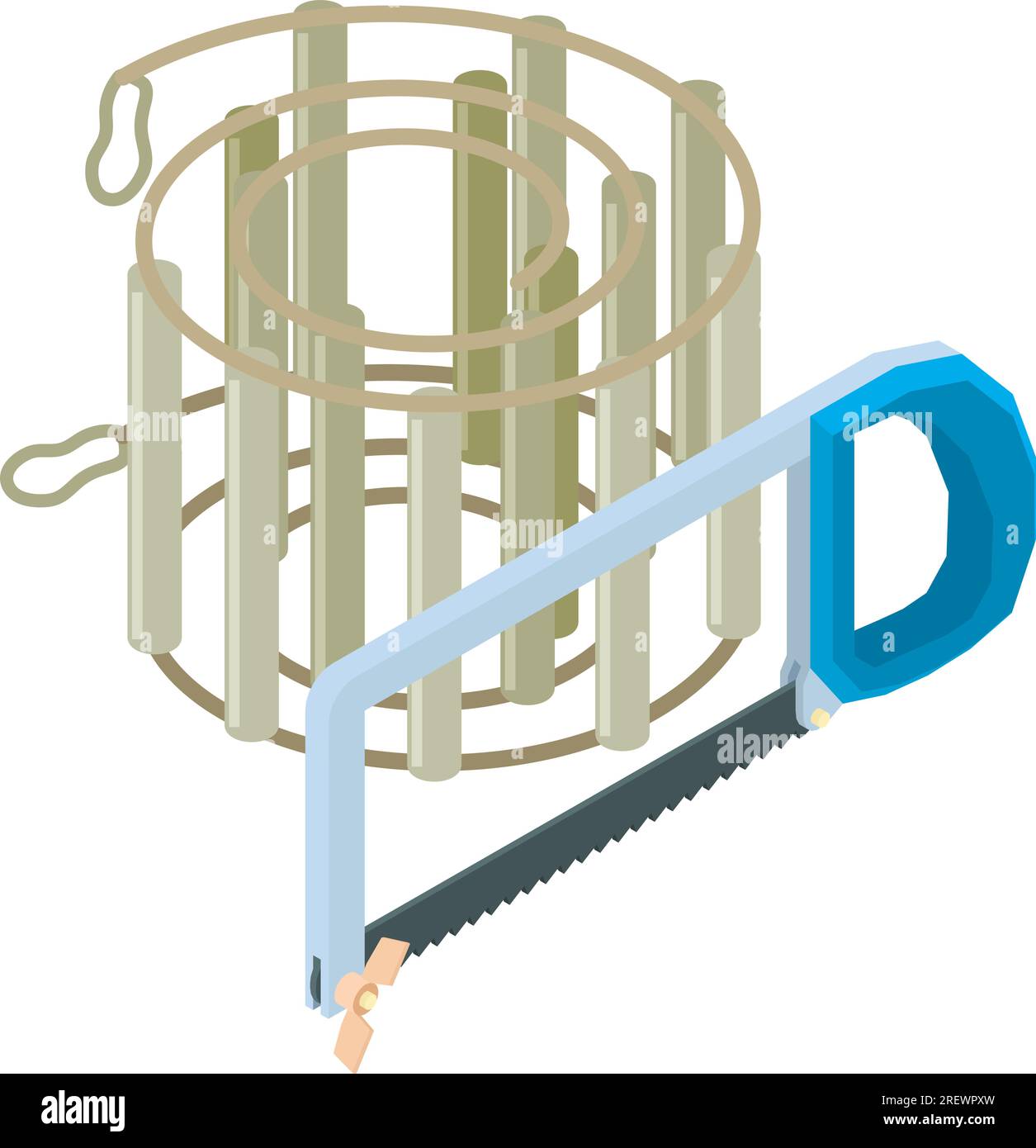 Speleological tool icon isometric vector. Iron caving ladder and hand ...