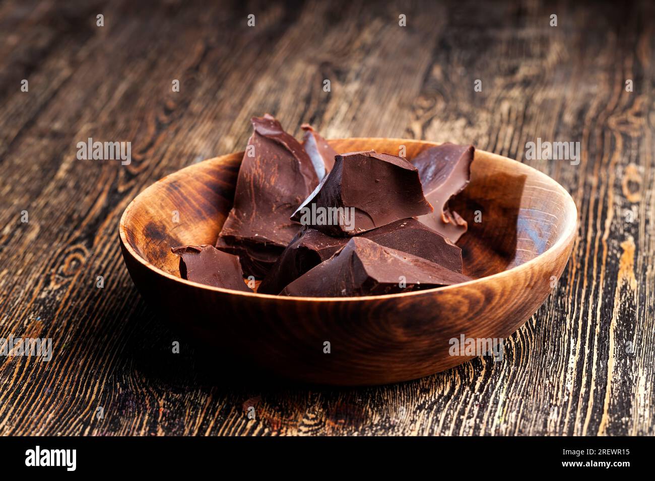 large chunks of chocolate with cocoa and cocoa butter, divided into ...