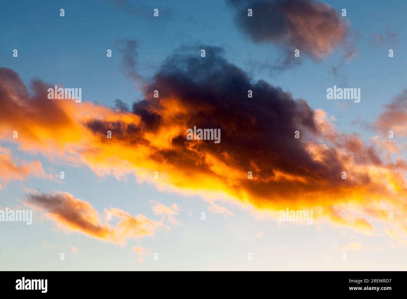 colorful sky during sunset or sunrise, the sky is warm shades in cloudy ...