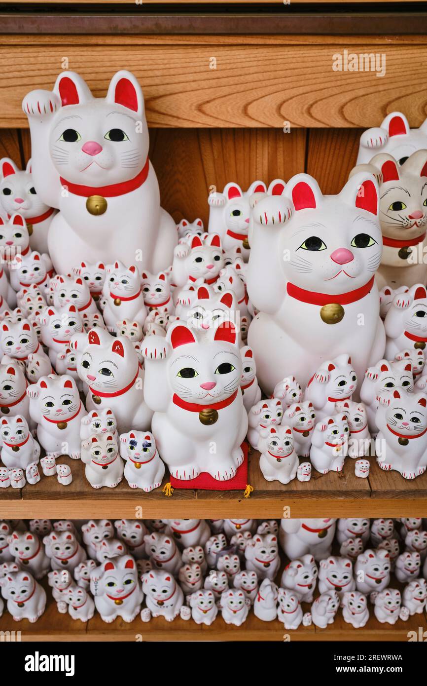 July 2023, Beckoning cats (maneki Neko) at Gotokuji Temple, Setagaya ...