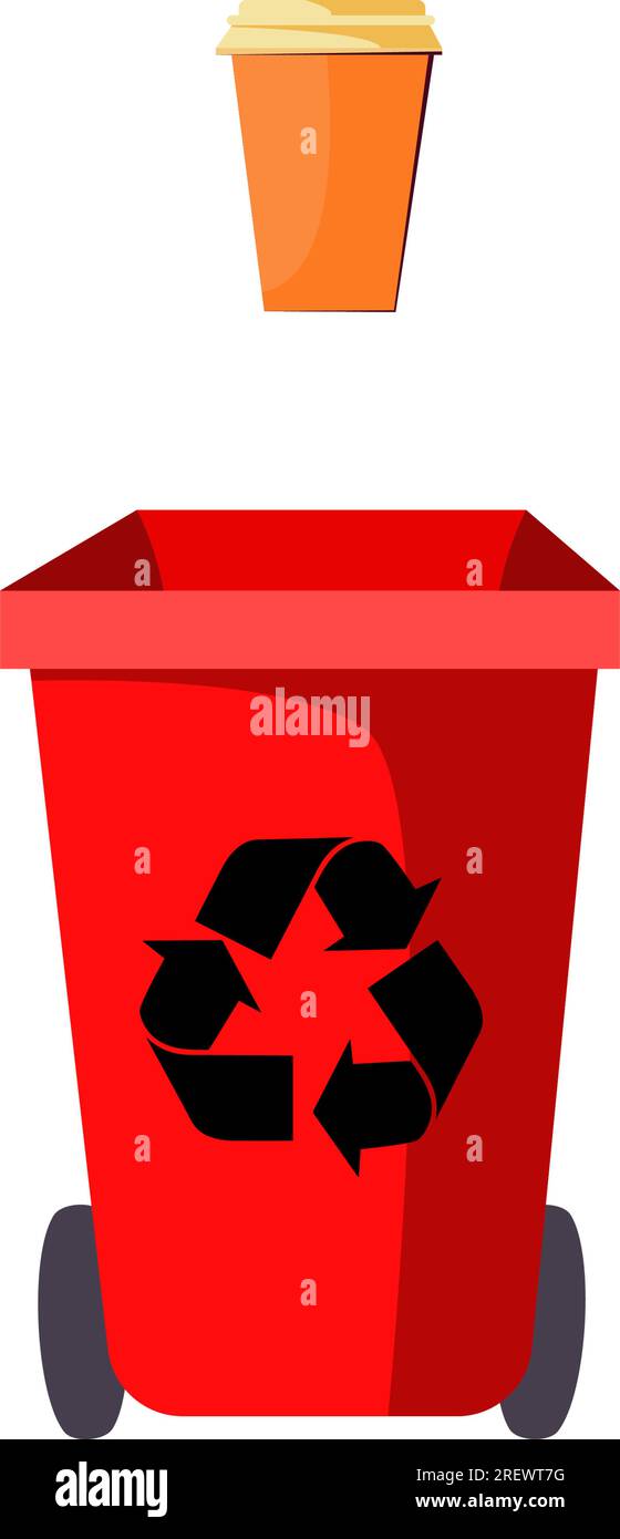 Red trash bin and disposable cup Stock Vector Image & Art - Alamy