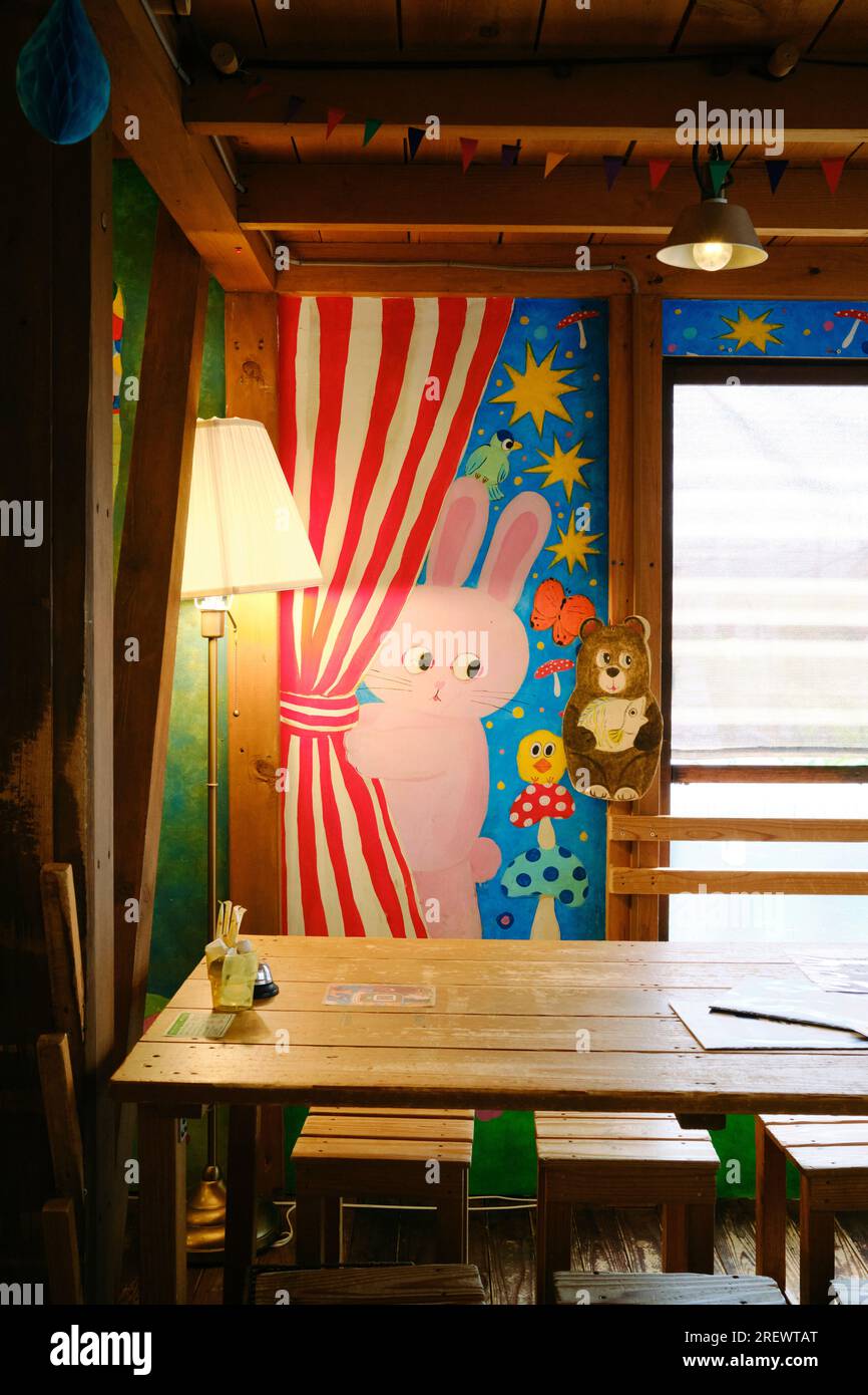 July 2023, Tokyo. Interior of Hattifnatt cafe in Kichijoji Stock Photo ...
