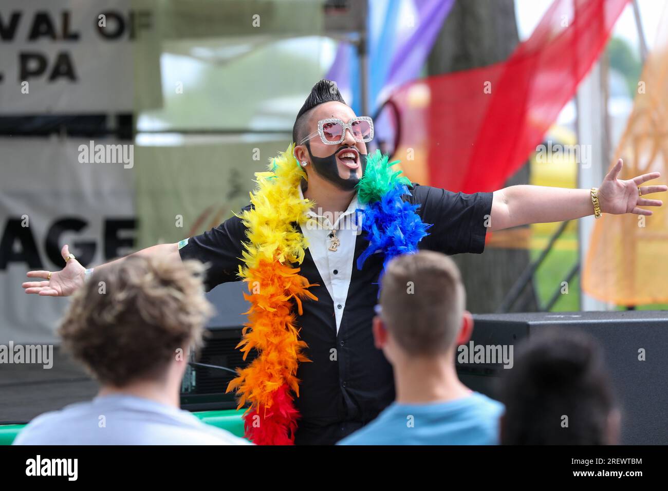 Estevan Valentine performs in a drag show during the 2023 Pride ...