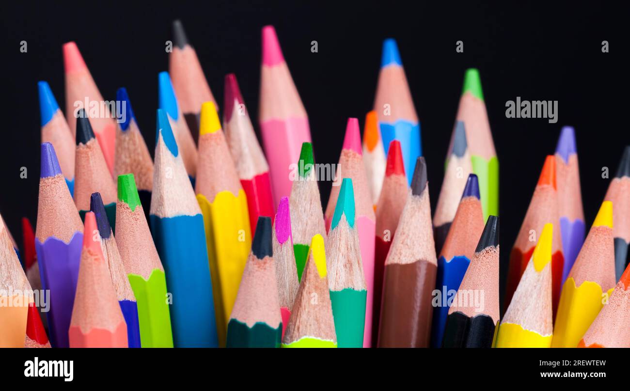 ordinary colored wooden pencil with soft lead of different colors for ...
