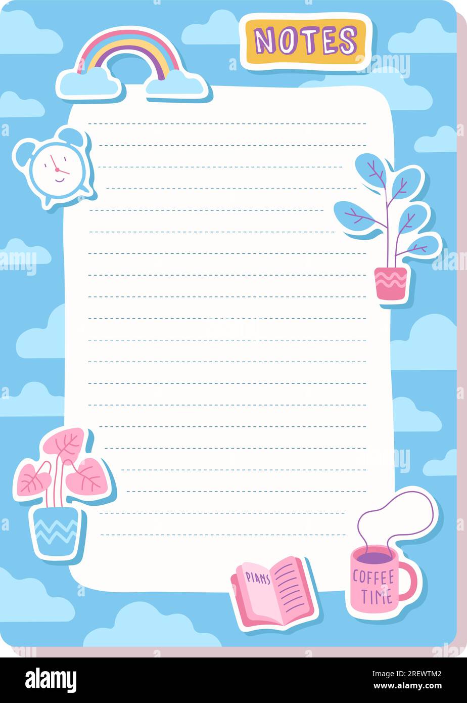 Stickers on notebook text Stock Vector Images - Alamy