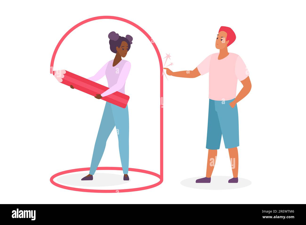 Person setting personal boundaries vector illustration. Cartoon ... Person setting personal boundaries vector illustration. Cartoon ...