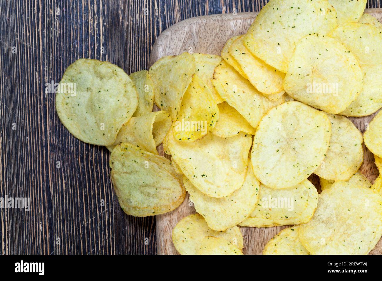 crispy chips made from potatoes and deep fried, thin potato chips ...