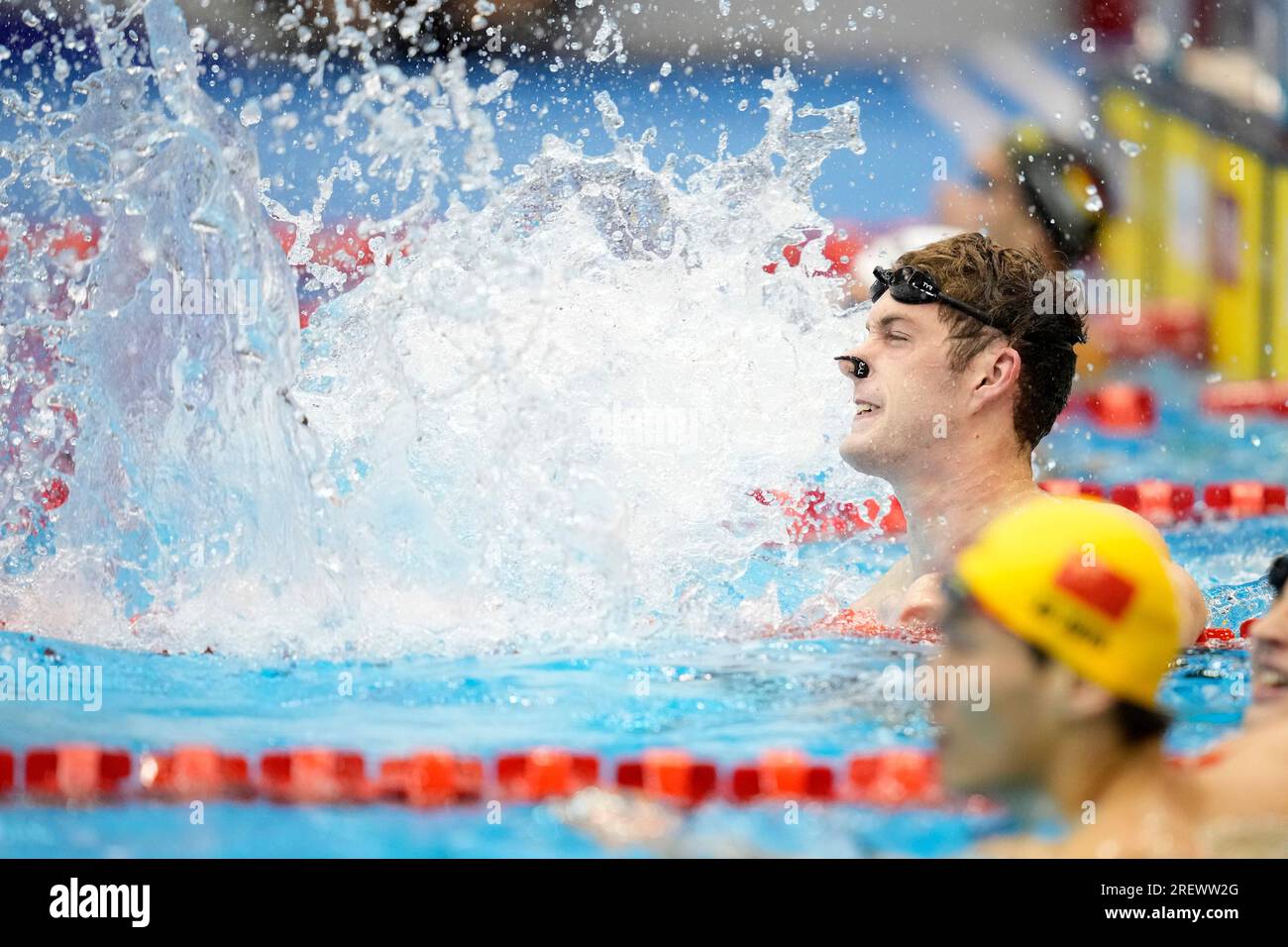 Hunter Armstrong of the U.S. celebrates after winning the men's 50m ...