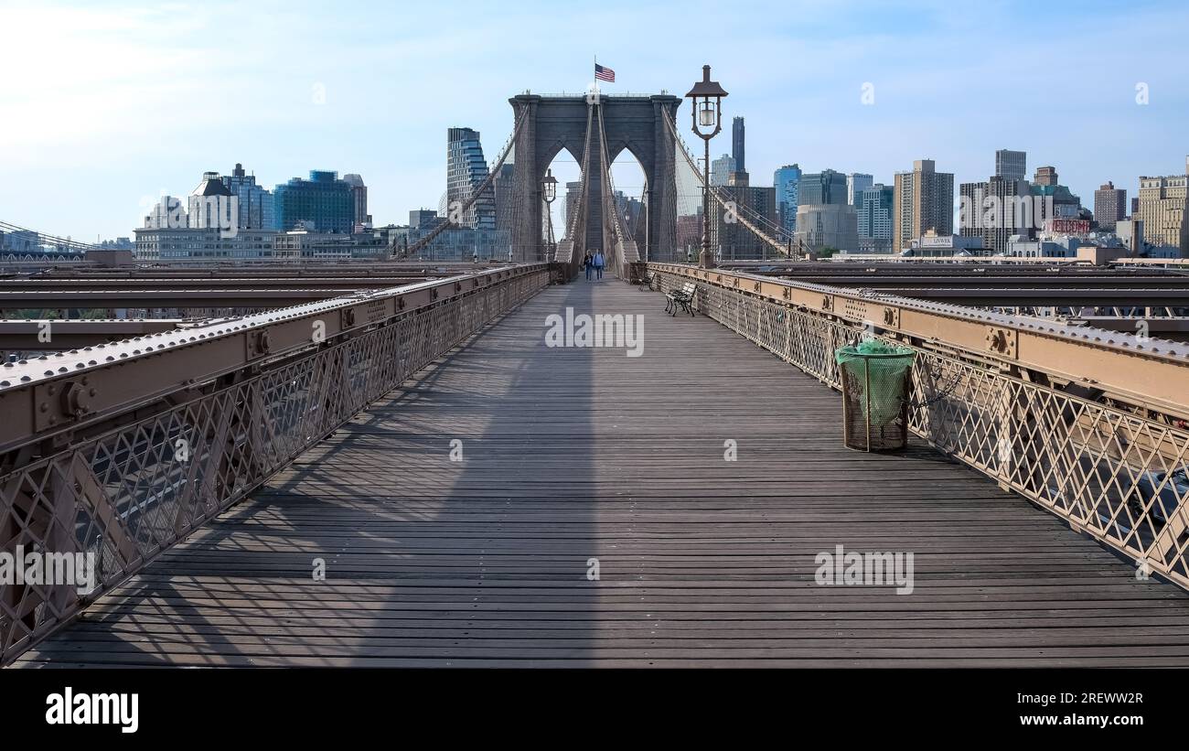 Architectural detail of the Brooklyn Bridge, a hybrid cable-stayed ...