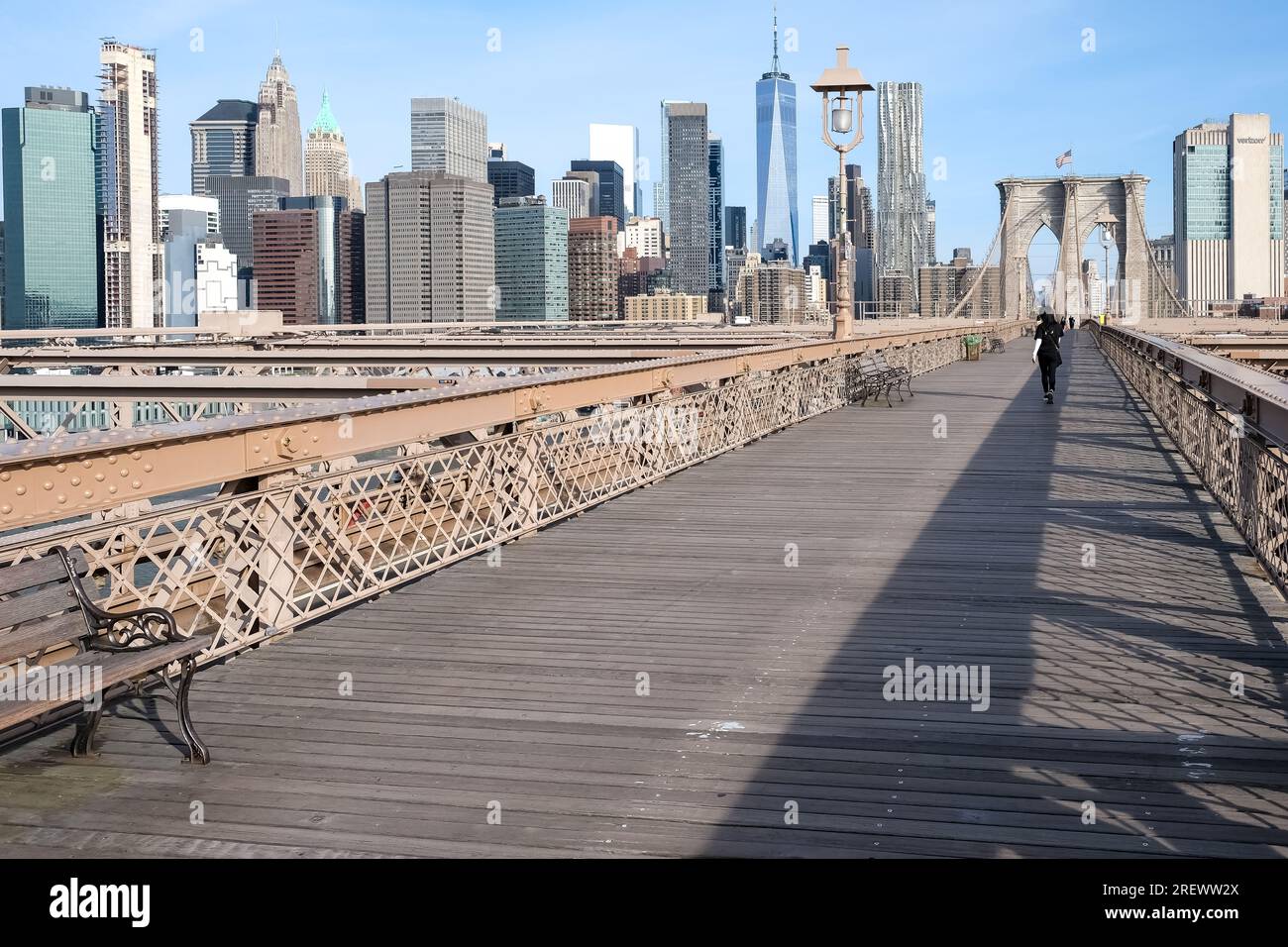 Architectural detail of the Brooklyn Bridge, a hybrid cable-stayed ...
