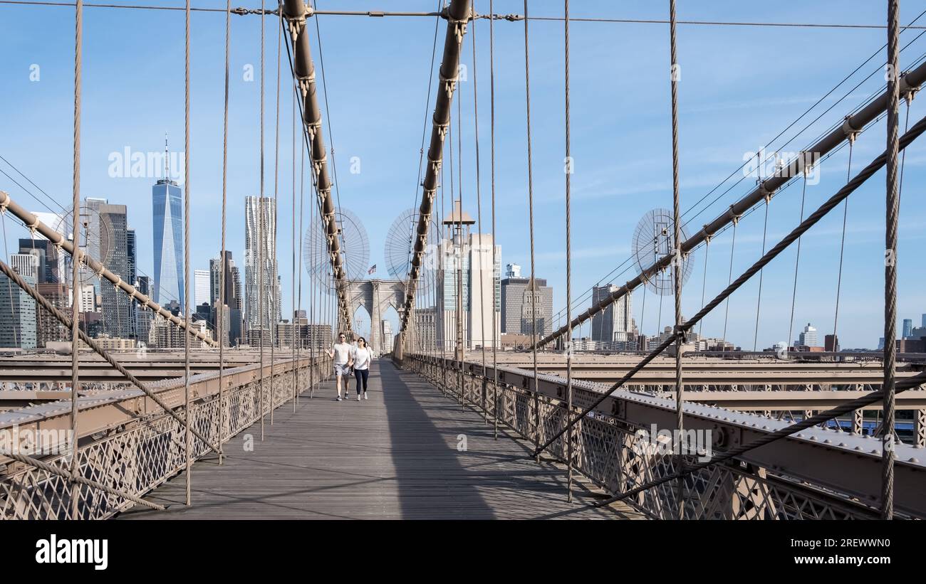 Architectural detail of the Brooklyn Bridge, a hybrid cable-stayed ...