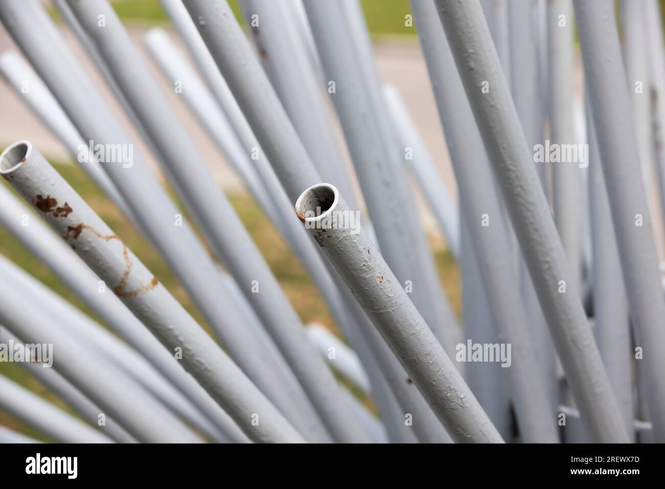 iron metal pipes for fixing flags during the celebration ...