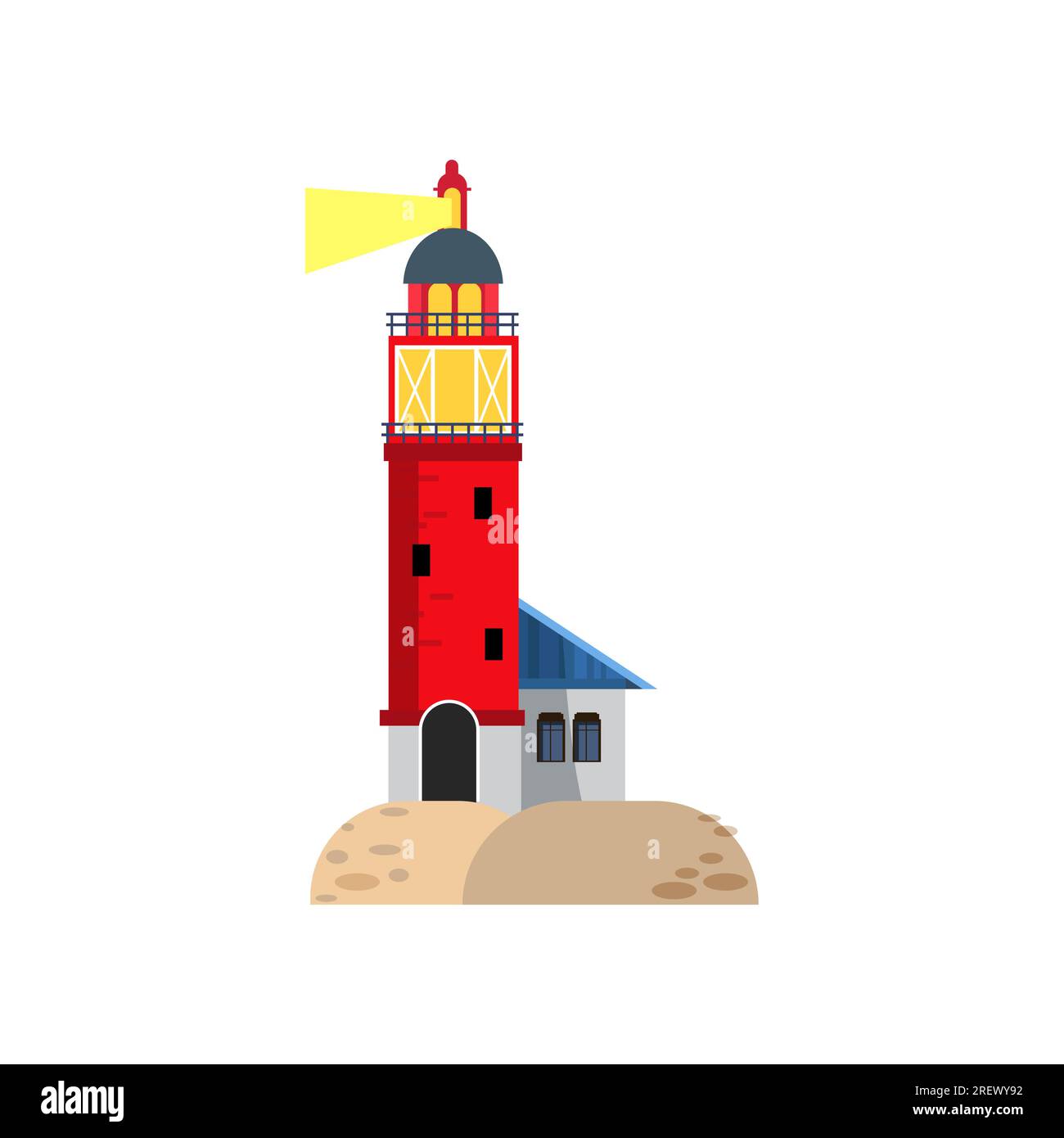 Brick lighthouse with bright light beam Stock Vector Image & Art - Alamy