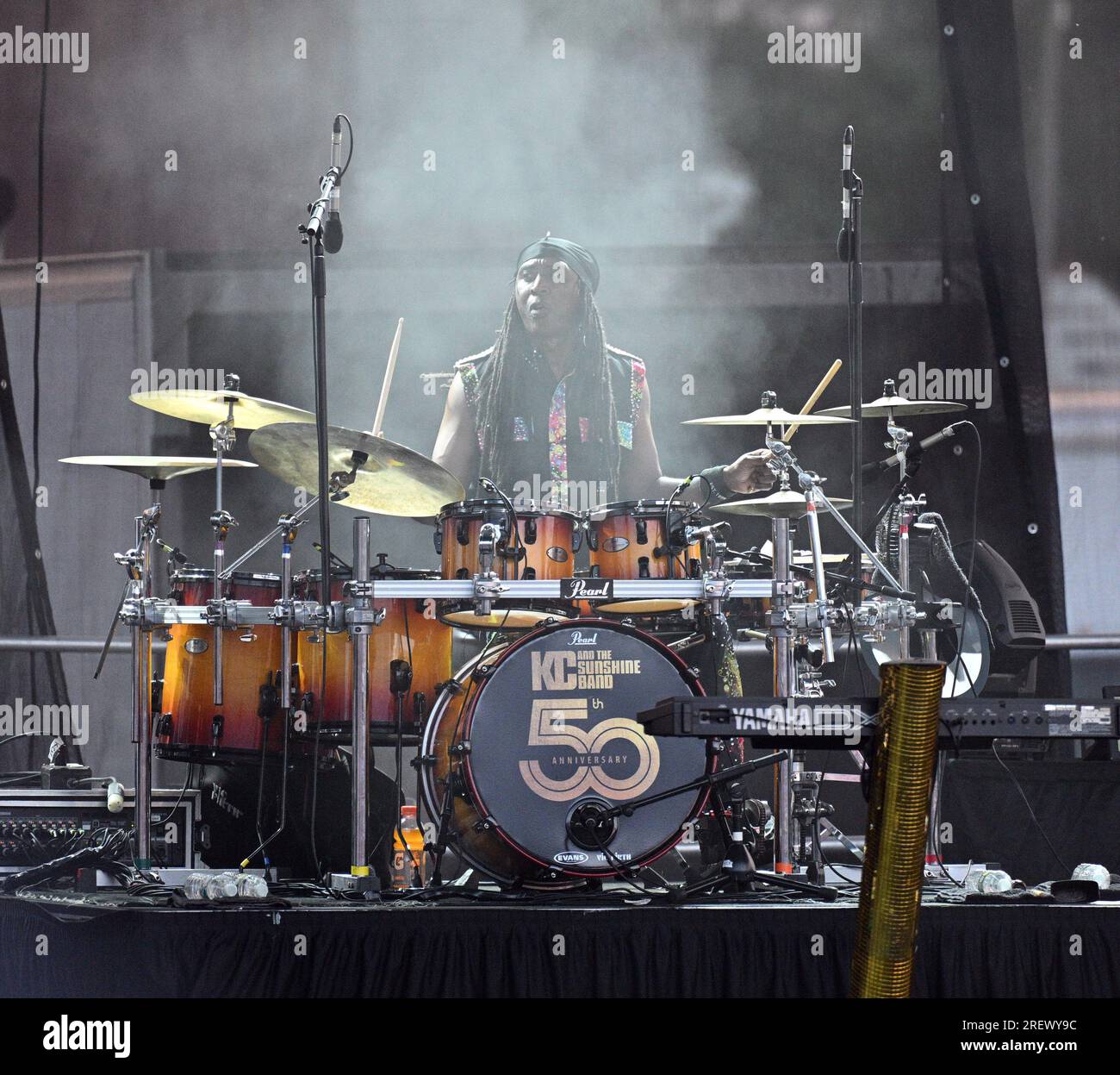 Readington , New Jersey, USA. 29th July 2023. David Simmons, drummer of ...