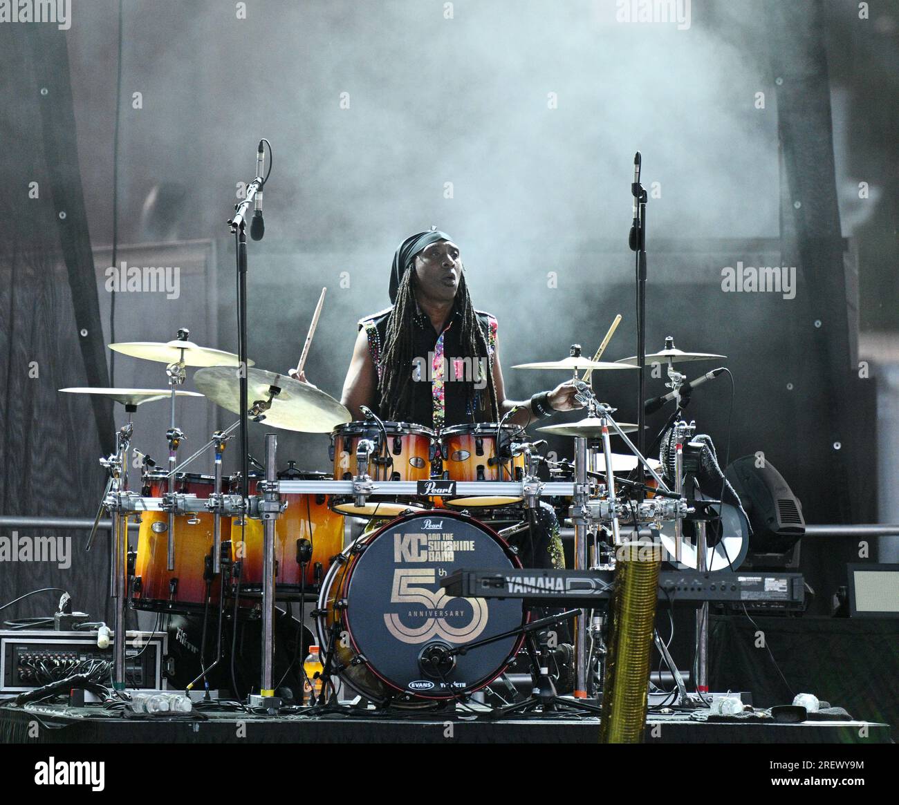 Readington , New Jersey, USA. 29th July 2023. David Simmons, drummer of ...