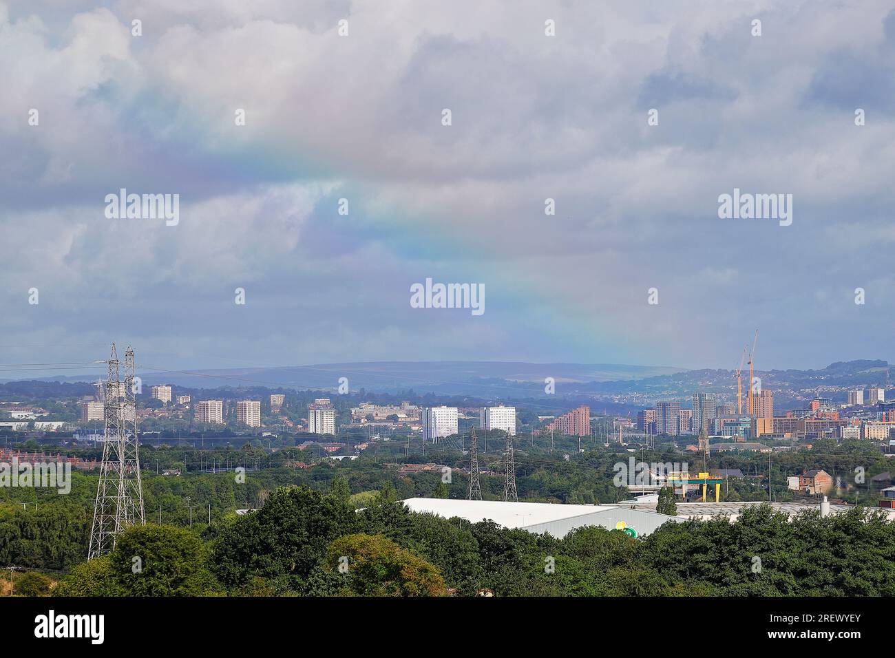 A view of Leeds city skyline taken from a distance Stock Photo - Alamy