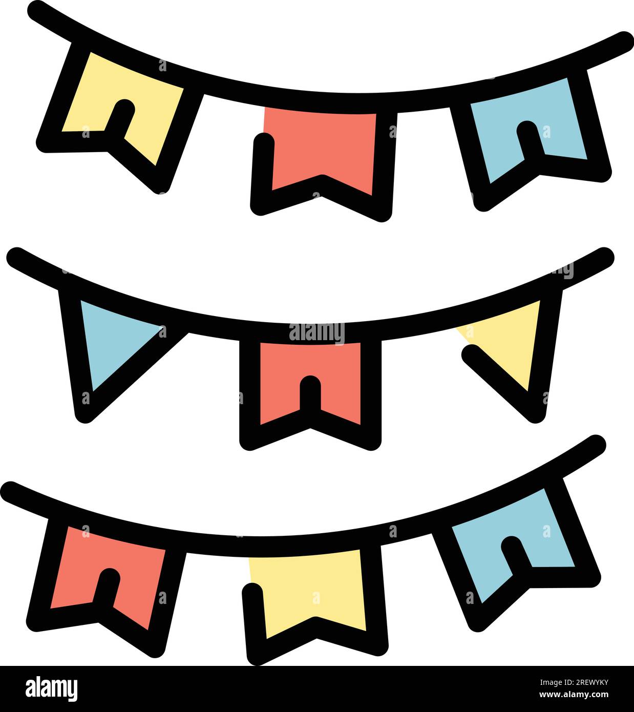 Birthday flags icon outline vector. Gift present. Holiday surprise ...