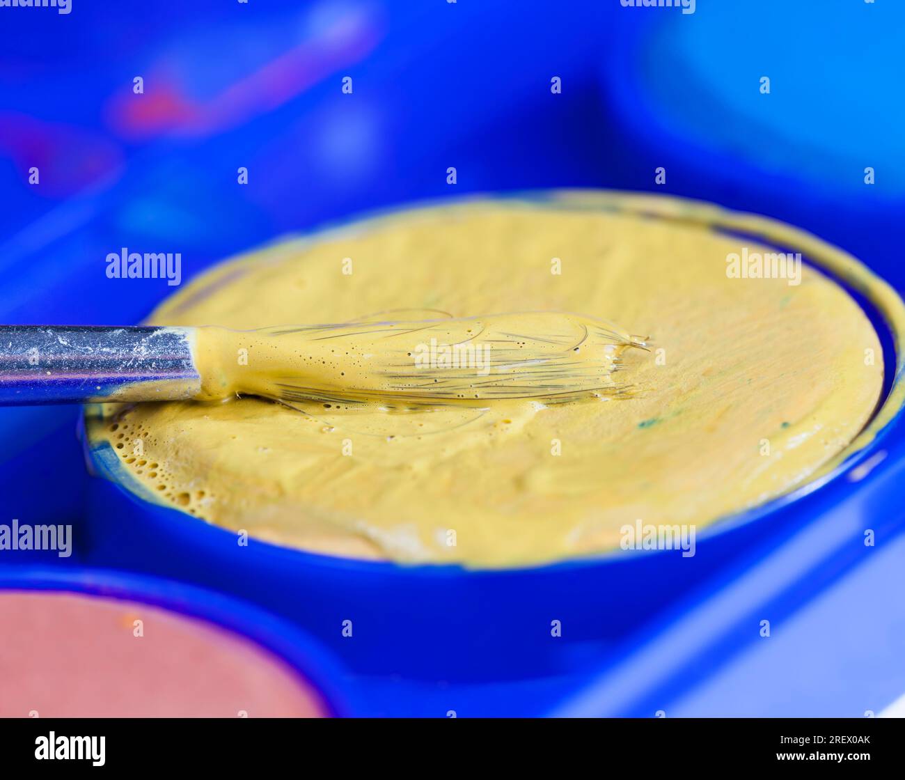 multi colored paints closeup, high quality paints and tools for ...