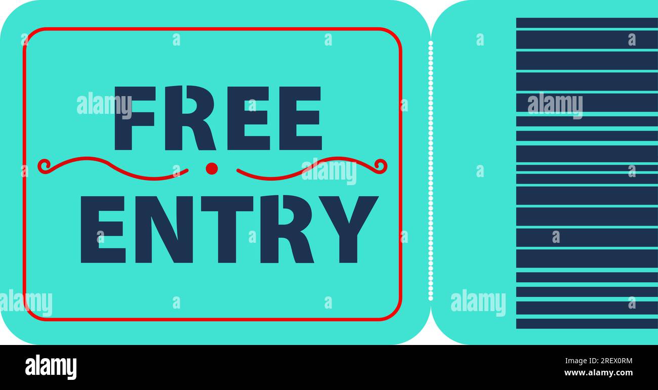 Blue free entry ticket vector illustration Stock Vector Image & Art - Alamy
