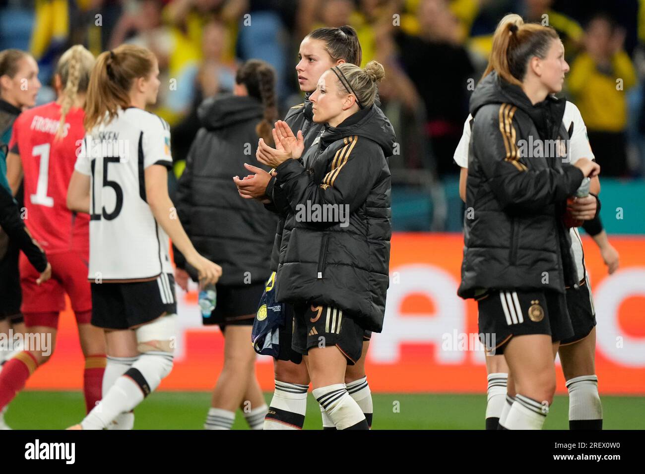 Germany's Svenja Huth, centre, greets supporters after the Women's ...