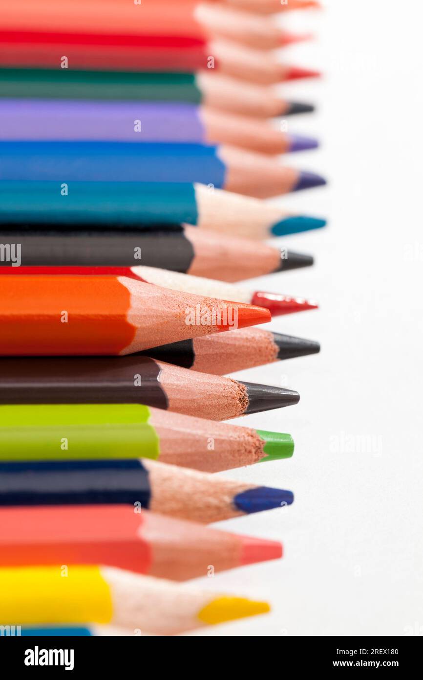 simple pencils made of wood and pencil lead, close up of stationery for ...