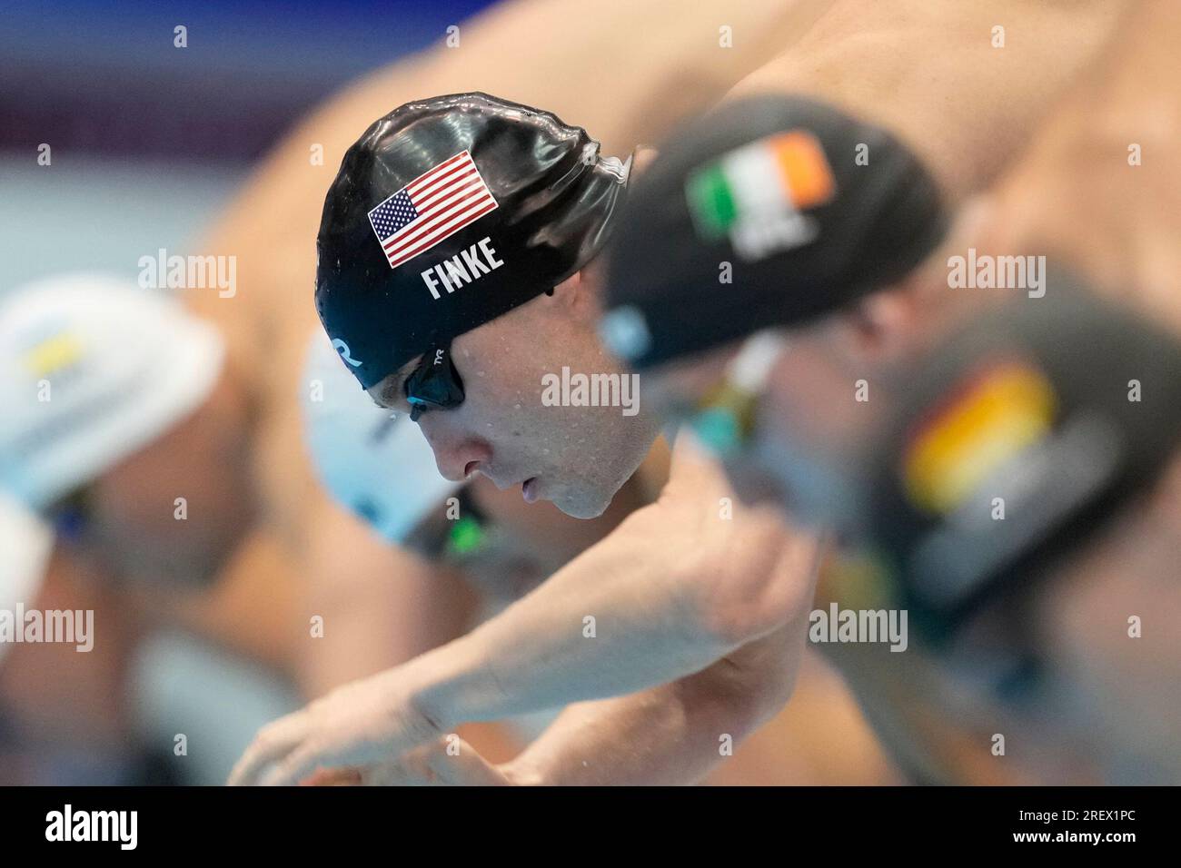 Bobby Finke of the U.S. prepares to compete during the men's 1500 ...