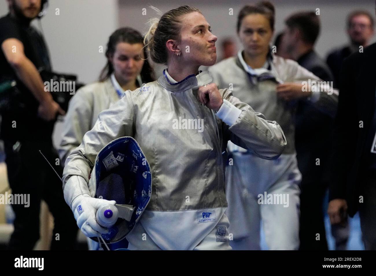 Ucraine's Olga Kharlan grimaces after her team looses against Korea in ...