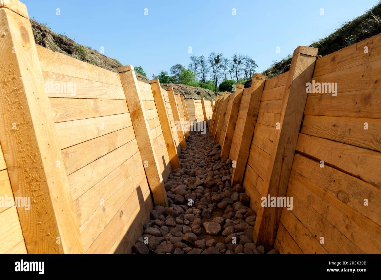 decorative construction in the trenches for easy movement in the ...