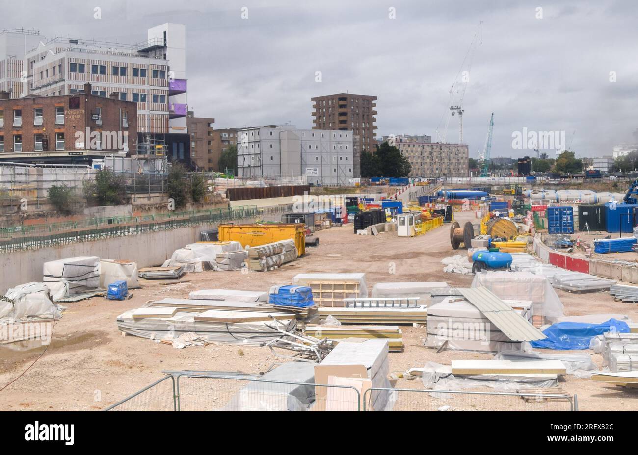 London, UK. 30th July 2023. HS2 construction site at Euston station ...