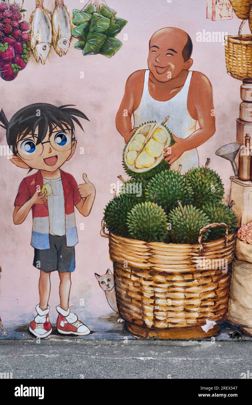 Detail Of A Mural By Singaporean Artist Yip Yew Chong Depicting A