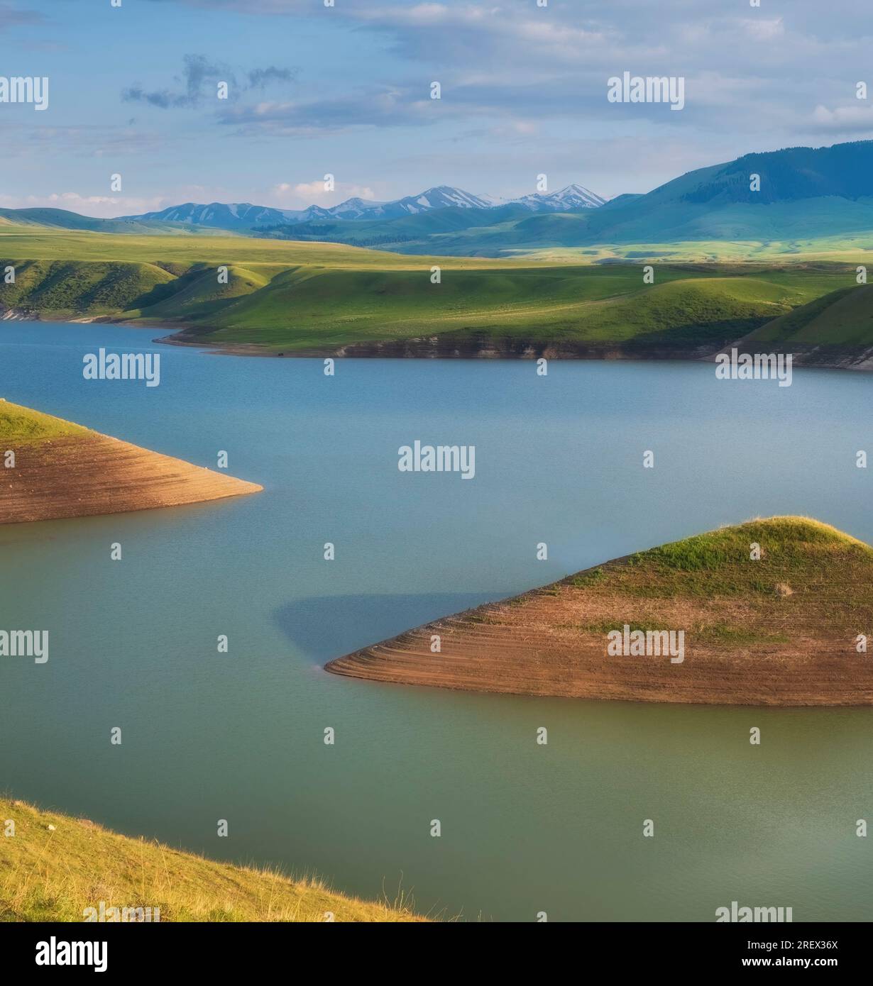 small Islands in the Bestyubinsk reservoir or Bestobe, reservoir on ...