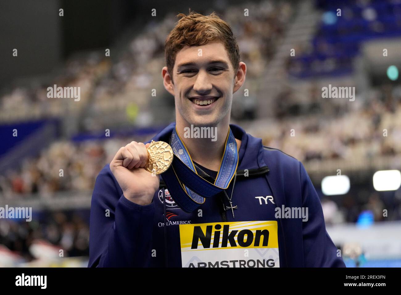 Gold medalist Hunter Armstrong of the U.S., celebrates after winning ...